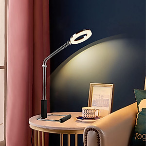 DINGLILIGHTING DLLT Metal LED Desk Lamp, Adjustable Eye-Caring Architect Table Lamp, Modern Small Tall Reading Lamp for Bedroom, Study Room & Office Work Lighting (Silver)