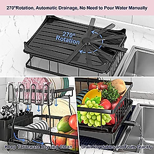 etship Dish Drying Rack with Drainboard Set, Stainless Steel 2 Tier Large Dish Racks for Kitchen Counter, Dish Drainer with Utensil Holder, Dish Strainers with Extra Drying Mat (Black)