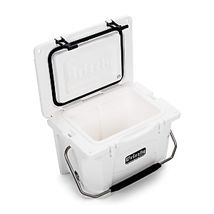 Grizzly 20 Cooler | 20 qt Ice Chest Durable Rotomolded Insulated | Made in USA | Warranty for Life | For Beach Boat Camping Fishing Hunting | G20 | White