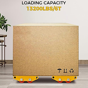 Garvee Industrial Machinery Dolly, 6 Ton / 13200 lbs Machinery Skate, Heavy Duty Carbon Steel Machinery Moving Skate with 360° Rotation Anti-Skid Cover and 4 PU Wheels, for Workshops, Warehouses