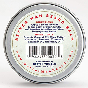 BETTER MAN BEARD Balm - 2 oz All-Natural Moisturizing Beard Balm with Therapeutic Grade Essential Oils & 100% Natural Formula - Balm-01