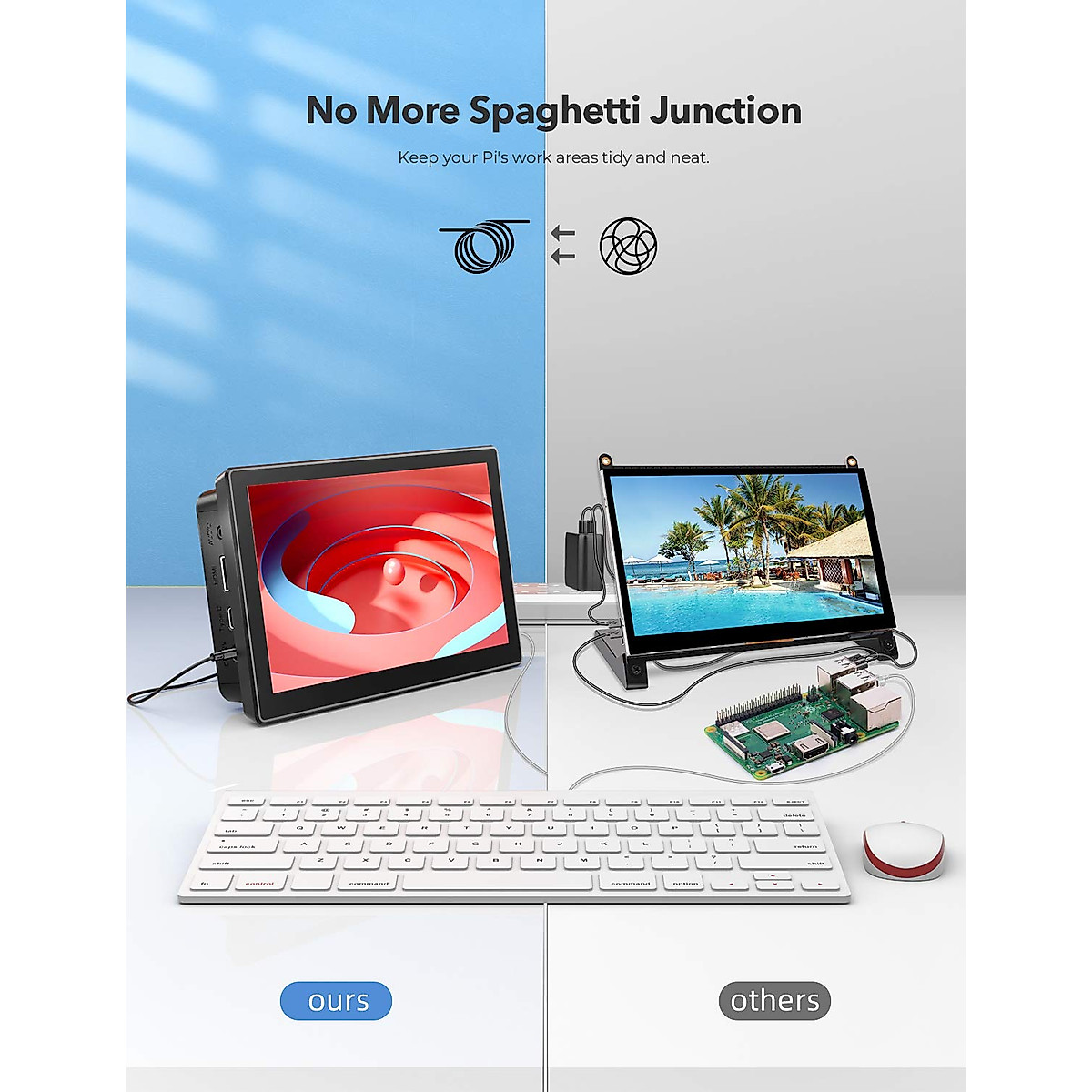 EVICIV Raspb Pi 10.1 Inch Touchscreen Display with Rear Housing - 1366x768 Support, Type-C, IPS 178° Ultra-Wide View Angle Monitor with Cooling Fan, 10 Finger Capacitive Touch