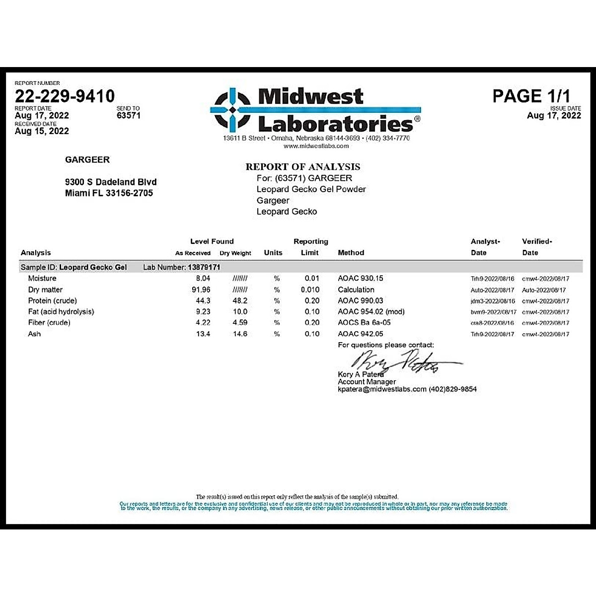 Gargeer Leopard Gecko Food 3oz. Complete Gel Diet for Both Juveniles and Adults. Proudly Made in The USA, Using Premium Ingredients, Fortified Gourmet Formula. Enjoy!!!