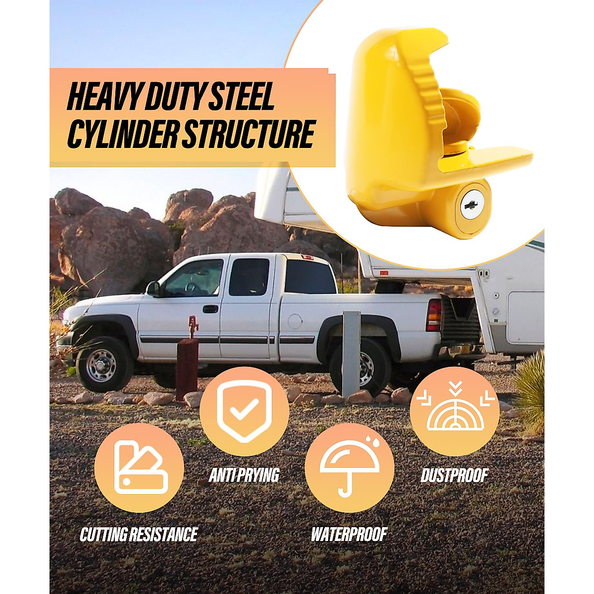 Zlirfy Trailer Lock Kit,Tow Hitch Lock,Trailer Hitch Lock Set,Fit 1-7/8",2",and 2-5/16" Couplers,Boat Camper Accessories for Travel Trailers,Universal Trailer Locks Ball Hitch