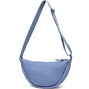 YIKOEE Crescent Bag for Women Men Small Sling Crossbody Bag with Half Moon Shape (Blue)