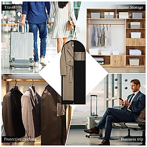 JCBZAMZ 63" Black Dress Garment Bags for Gowns Long, 3 Pcs Foldable Garment Bag for Travel and Clothes Storage, Sturdy Handle & Clear Pocket, Waterproof Nonwoven Suit Bag for Long Dress, Winter Coats