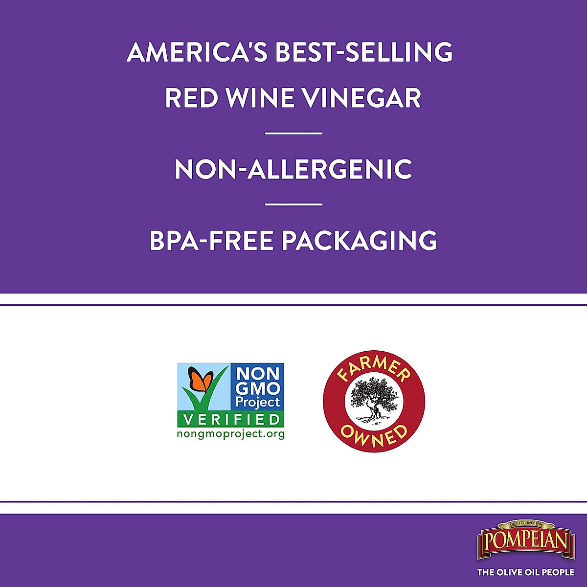 Pompeian Gourmet Red Wine Vinegar, Perfect for Salad Dressings, Marinades & Sauces, Naturally Gluten Free, 30 Ounce