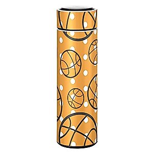 CaTaKu Basketball Polka Dots Water Bottle Insulated 16 oz Stainless Steel Flask Thermos Bottle for Coffee Water Drink Reusable Wide Mouth Vacuum Travel Mug Cup