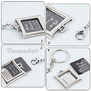 Framendino, 10 Pack Mini Photo Keychain Set Metal Frame Keychain Pictures Holder Detachable Key Chains DIY Photos Key Ring Pack Locket Photo Frame Key Rings for Wedding Birthday Gift