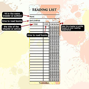 Reading List Bookmark Tracker 3 x 8" Personal Libraries Reading Page Cards Book Tracker Notecards Reading Log for Reading Student Lover Readers Literary Gifts,Book Accessories 50 Pcs