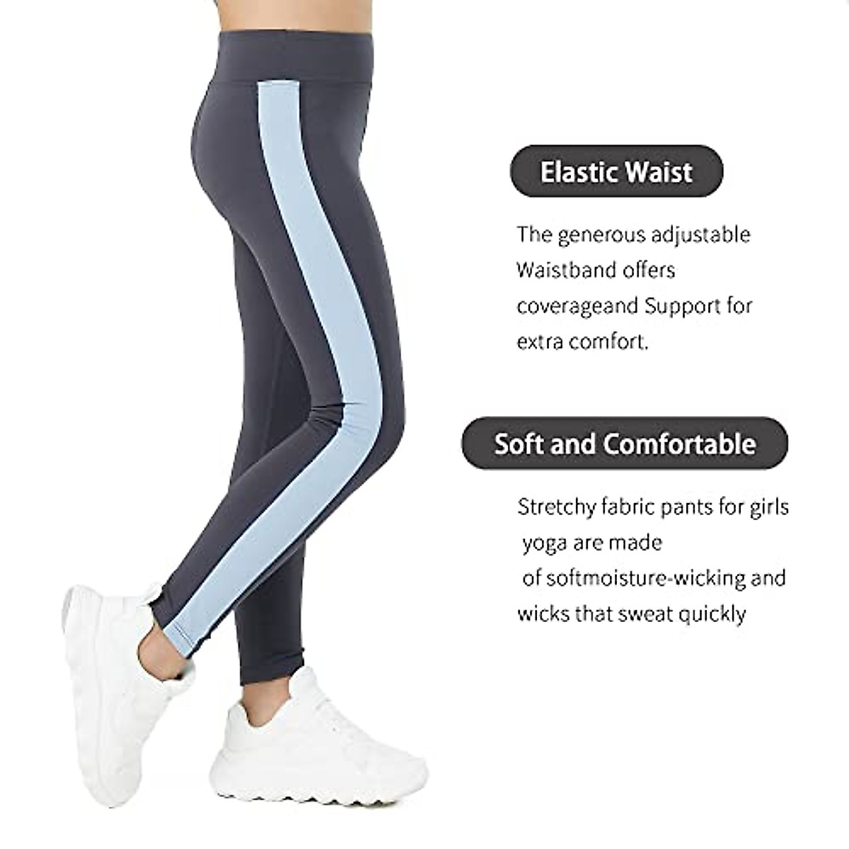 bababanana Youth Leggings for Girls' Mid-Rise Yoga Pants, Running Girls Leggings Gymnastics Workout Pants for Kids 5–16 Years