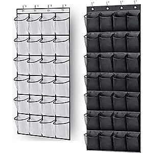 MISSLO 24 Large Mesh Pocket and 28 Large Pockets Hanging Shoe Organizer Over The Door Shoe Rack for Closet Door Storage Shoe Holder Hanger for Men