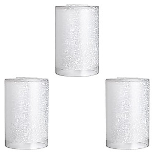 GoldSwift 3 Pack White Linen Glass Lamp Shade Replacement Globe & Covers for Light Fixtures, 6" Tall, 4" Diameter, 1-5/8 inch Fitter, Cylinder Glass Shade for Chandelier Pendant Wall Sconces
