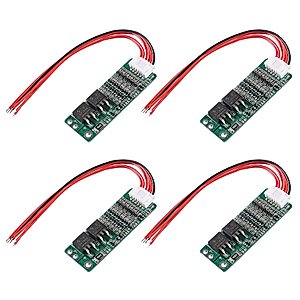 4 Pcs MELIFE 5S 15A Charger PCB BMS Protection Board for 18650 Lithium Battery Cell Battery Charger Lipo 18V 21V with 6-core Wire