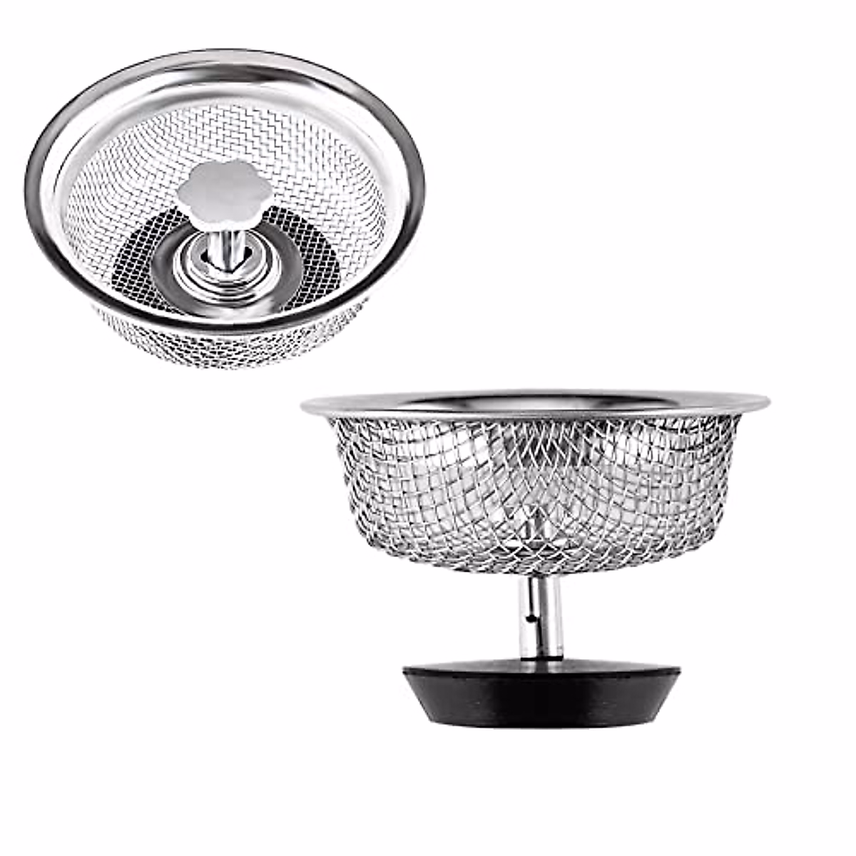 Wjjsahi Kitchen Sink Strainer, 2 Pack Stainless Steel Sink Drain Basket With Handle Sink Stopper Suitable for Bathroom Kitchen, Sink Drain Strainer