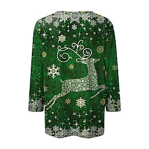 HAVUITYY Christmas Sweatshirts Women'S Christmas Tops Long Sleeve Workout Tops For Women Christmas Costumes Christmas Tshirts Shirts For Women Womens T Shirts Christmas Blouses For Women 3X-Large