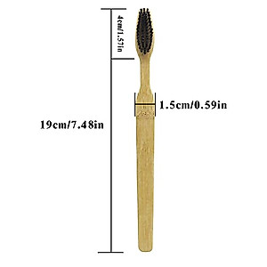 Colincie Extra Hard & Firm Bamboo Charcoal Toothbrush Long Head with Wide Thickened Handle Whitening Teeth Pack of 12