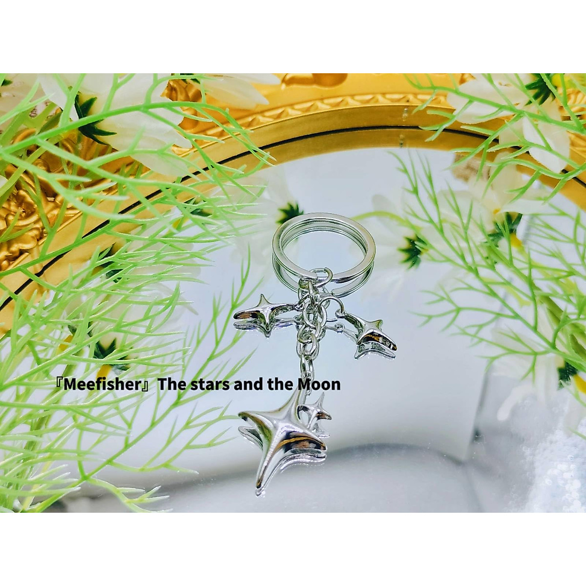 Meefisher Cute Star Keychain Aesthetic Accessories Stainless Steel Key Ring Purse Handbag Backpack Bag Charms Car Holder