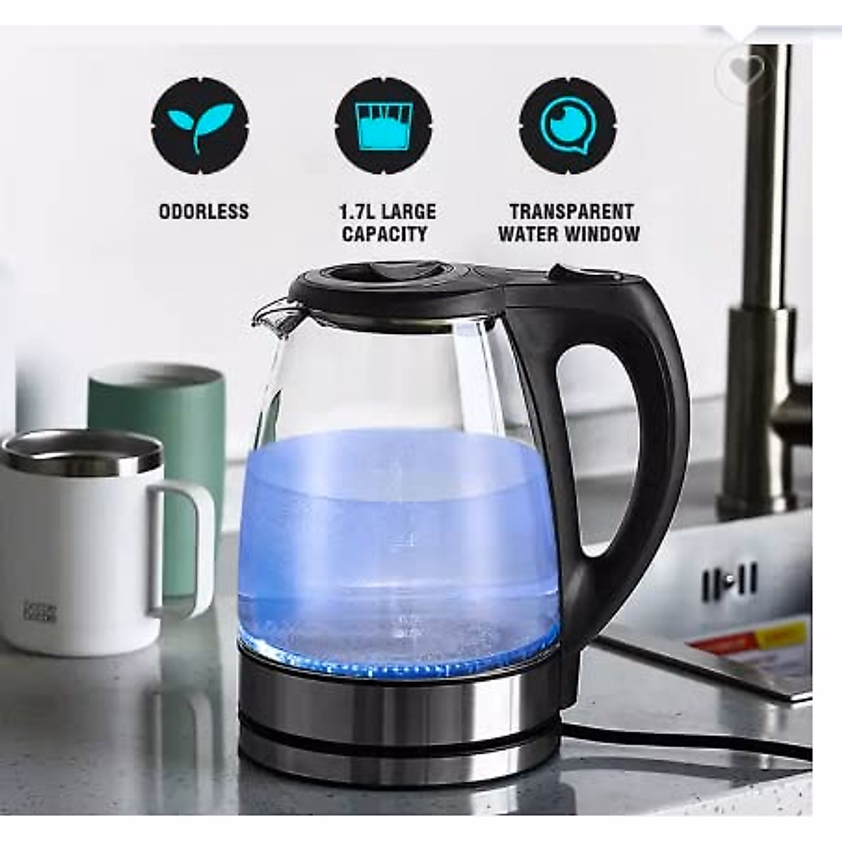 Malicksnd Electric Kettle Water Boiler Tech & amp, Heater Cordless