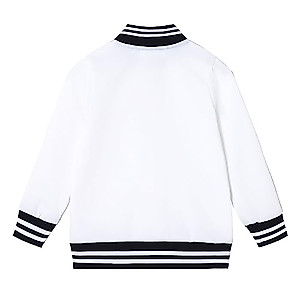 LittleSpring Toddler Fall Jacket for Boys Girls Bomber Lightweight Jacket Outerwear White 3T