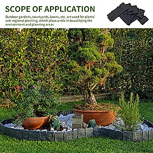 Garden Edging Border, Garden Landscape Edging Borders for Flower Bed, Black Stone Effect Plastic Lawn Edging Fencing | No Dig Landscape Edging | 20 Pcs | 16 Ft | (Black)