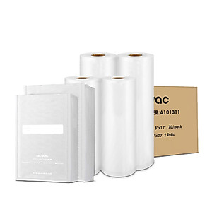 All-in-One Variety Pack Vacuum Sealer Bags & Rolls – 50x 6''x10'', 70x 8''x12'', 2 Rolls 11''x20', 2 Rolls 8''x20' – Premium Commercial-Grade for Food Storage, Meal Prep, & Sous Vide, Wevac