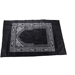 AONUOWE MuslimTravel Prayer Rug with Compass,Pocket Size Praying Mat Best Islamic Gift for Muslim (Black)