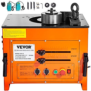 VEVOR Hydraulic Rebar Bender, 3000 Wattage Electric Rebar Bender, 1-1/4'' / 32 mm #10 Grade 60 Max Rebar Diameter, Rebar Steel Bender Machine, Bending Machine for Bending Rebar, Steel Bar, Steel Rod