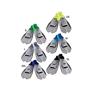 Speedo Unisex Swim Training Fins Biofuse , Grey/Blue, M - Men's Shoe size 7-8 | Women's Shoe size 8-9