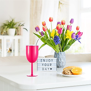 Gerrii 6 Pcs Stainless Steel Wine Glasses Cups Stemmed Double Walled Vacuum Insulated Wine Tumbler with Lid and Straw for Camping Picnics Travel, Birthday Gifts for Friendship Friends Dad Mom