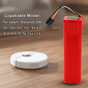 Tenberly Lithium Replacement Battery for Xiaomi Roborock S5 S7 S6 S51 S50 S52 S53 S55 T6 T7 T61 T65 C10 E4 Xiaowa CT10 E20 E35 Series 5200mAh Real Capacity
