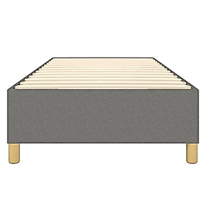 vidaXL Box Spring Bed Frame Home Indoor Bed Accessory Bedroom Upholstered Single Bed Base Furniture Dark Gray 39.4"x74.8" Twin Fabric