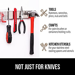 Gorilla Grip Stainless Steel Magnetic Knife Holder, 10 Inch, Heavy Duty Magnet Strip for Knives, Wall or Refrigerator Mounted Bar, Easy Install Rack, Securely Store and Organize Kitchen Accessories