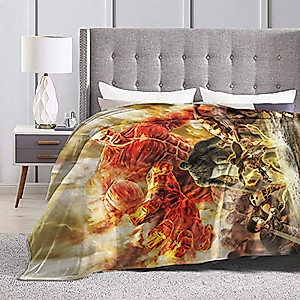 Anime Throw Blanket Levi Ackerman Throw Blanket Ultra-Soft Flannel Blanket