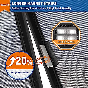 MAGZO Magnetic Screen Door Fit Door Size 32 x 80 Inch, Screen Size 34" x 81" Reinforced Fiberglass Screen Curtain Heavy Duty Screen Mesh for Patio Door Enjoy Air Fresh-Grey Gray