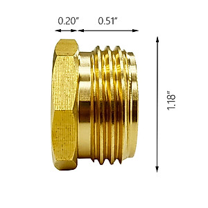 GESHATEN 3/4” GHT Male x 1/2” NPT Female Connector, Brass Garden Hose Fitting, Adapter, Industrial Metal Brass Garden Hose to Pipe Fittings Connect (3 Pack)