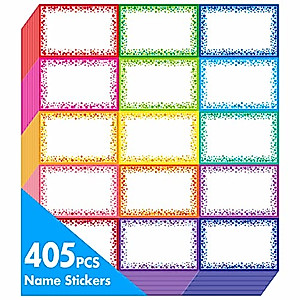 405pcs Name tag Labels, Colorful Name Badge with Permanent Adhesive Writable Name Tag Stickers for School Office Home (Each Measures 3" x 2")