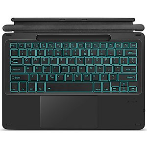 XIWMIX Type Cover for Microsoft Surface Pro 9/Pro 8/Pro X/Pro 10/Pro 11 13 Inch, Portable Bluetooth 5.1 Wireless 7-Color Backlit Surface Pro 11/10/9/8/X Keyboard with Touchpad & Pencil Holder - Black