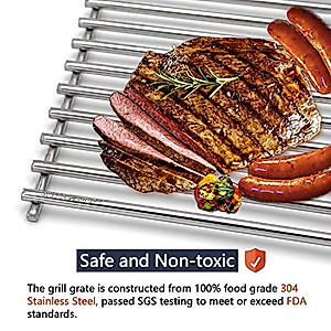 Hongso 17 3/8" Solid 304 Cooking Grill Grid Grate for Home Depot Nexgrill 720-0830H, Charbroil 466446015, 463241113, 463446017, 466446015, 466446115, Master Forge 1010037 Gas Grills, 2 Pack, SC1712