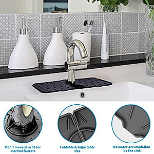 Silicone Sink Faucet Mat, Sink Splash Drain Drying Pad, Kitchen Sink Faucet Splash Guard, Faucet Mat for Kitchen Sink, Suitable for Kitchen, Bathroom, Bar(Black)