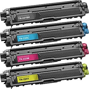 TN221 Black and TN225 Toner Set 4 Pack Compatible with HL-3140 HL-3140CW HL-3150CDN HL-3170 HL-3170CDW HL-3180CDW MFC-9330CDW MFC-9130CW Printer