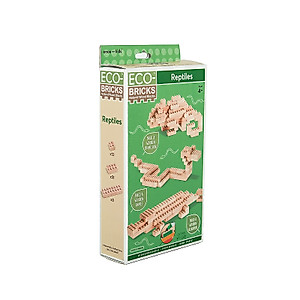 Eco-Bricks 3 in 1 Builds Reptiles - Earth-Friendly Kids Building Blocks - Create 3 Different Reptiles - Chameleon, Snake, Alligator