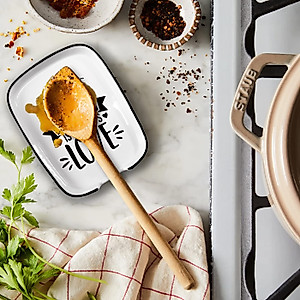 Ceramic Material Spoon Rest The Secret Ingredient is Always Love, Functional Kitchenware Spoon Rest for Kitchen Countertop or Stove Top Gift for Cooking Enthusiasts