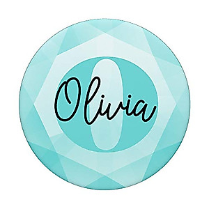 Olivia Name Aqua Teal Diamond Collapsible Phone Grip