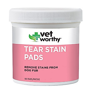 Vet Worthy Tear Stain Pads for Dogs - Solution Soaked Pads - Remove Stains from Dogs Fur - Gentle and Safe - 90 Pads.