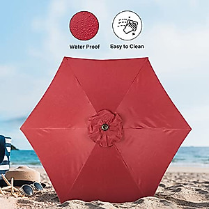 Simple Deluxe 9' Patio Umbrella Outdoor Table Market Yard Umbrella with Push Button Tilt/Crank, 8 Sturdy Ribs for Garden, Deck, Backyard, Pool, Red