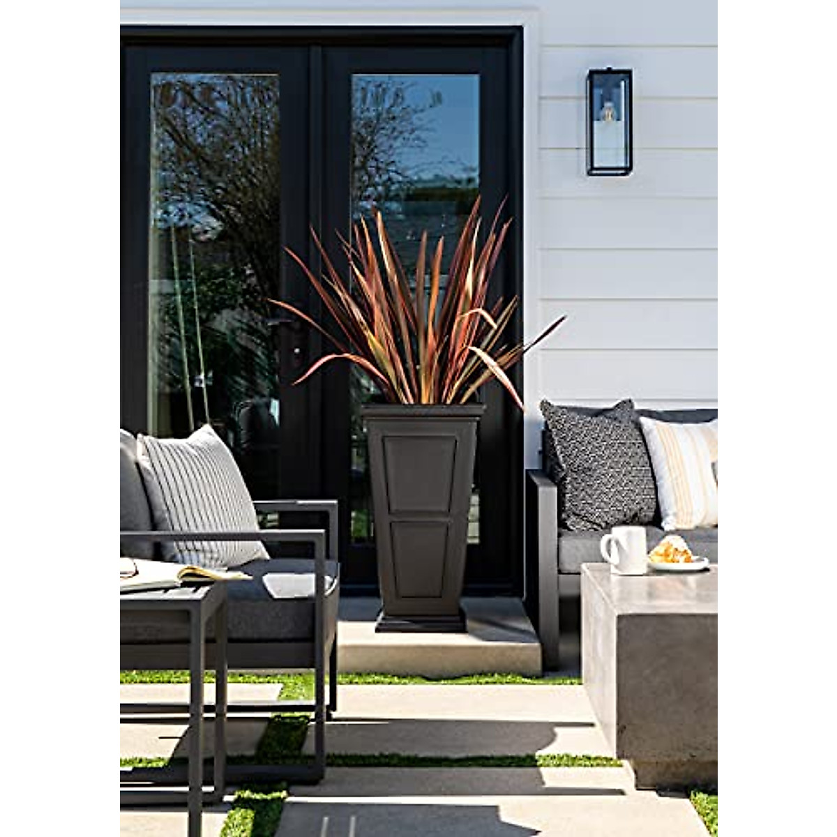 Veradek Fairmont Tall Plastic Planter - Large Outdoor Planter for Front Porch | Crack Resistant All-Weather Use | Classic Estate Design for Tall Plants, Flowers, Trees