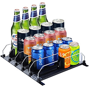 Soda Can Organizer for Refrigerator, YISUN Self-Pushing Drink Organizer for Fridge, Width Adjustable Beverage Dispenser, Beer Pop Water Bottle Storage for Kitchen Pantry (12.2inch, 5 Rows)