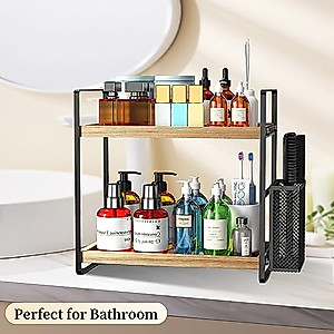 LEMIKKLE Bathroom Countertop Organizer, Bathroom Counter Perfume Tray and Vanity Organizer,Skincare Organizers for Vanity with Basket,Storage Organizers for Bathroom, Kitchen, Dresser