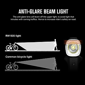 OLIGHT RN 1500 Rechargeable Bike Headlights 1500 Lumens for Road Urban Cyclists, USB Type C Reverse Charging, Rechargeable Battery Included, 164 Meters Light Range Anti-Glare Beam, IPX7 Waterproof